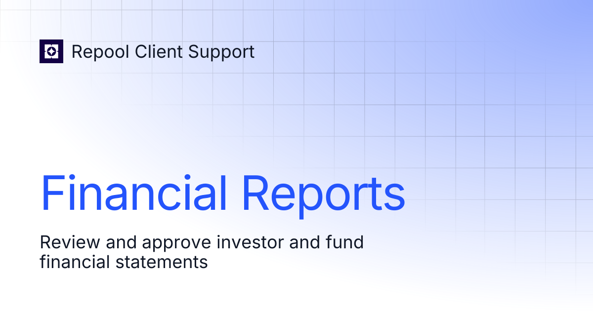 Financial Reports | Repool Client Support